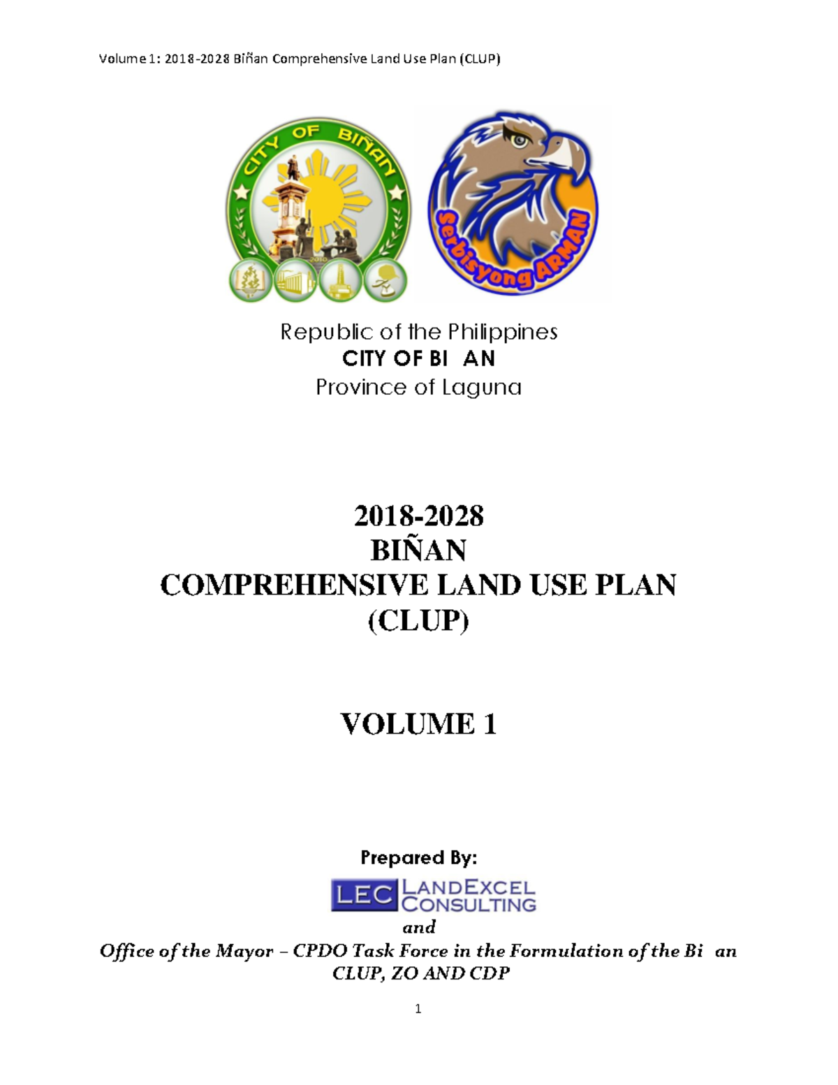 Biñan Comprehensive Land Use Plan (CLUP) Volume 1: 2018-2028 - Studocu