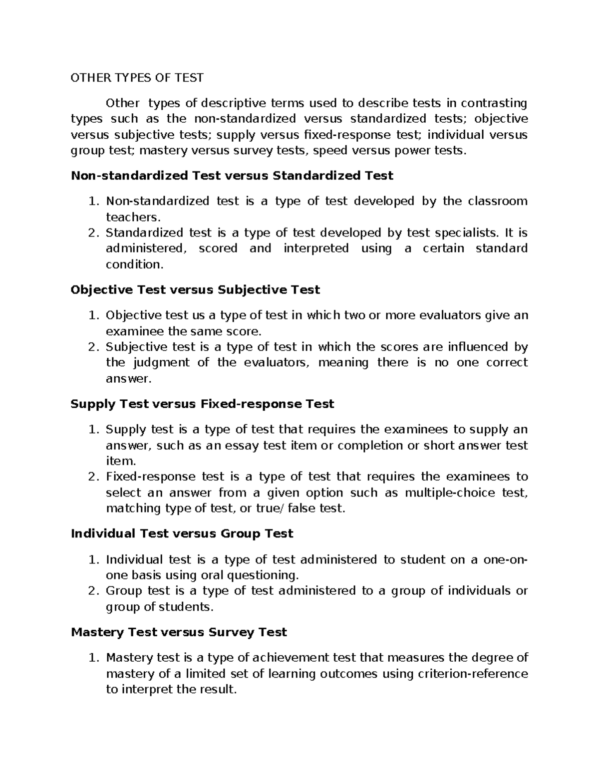 Chapter 1 - Types of Educational Tests and Assessments - Studocu
