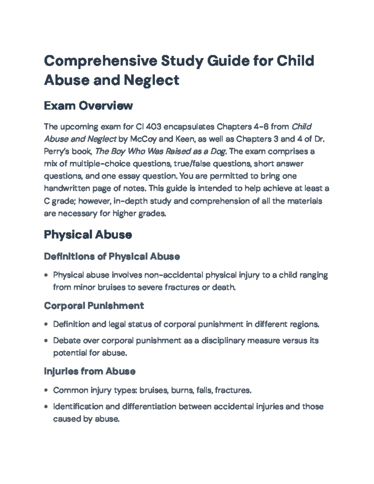 CI 403 Exam Study Guide: Child Abuse & Neglect Insights - Comprehensive ...