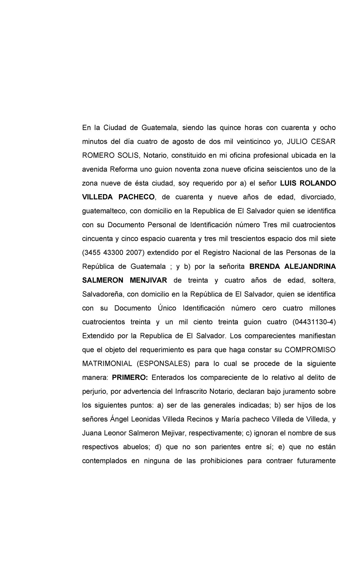 Acta de Compromiso Matrimonial - 442180491 - Studocu