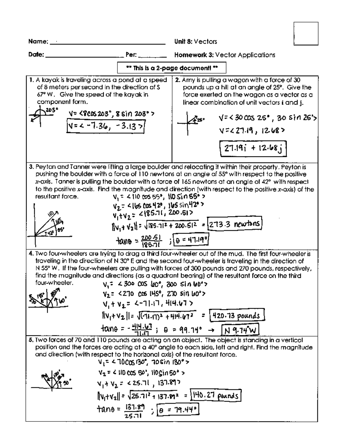 Unit 8: Vectors - Homework 3: Vector Applications (HPC23) - Studocu