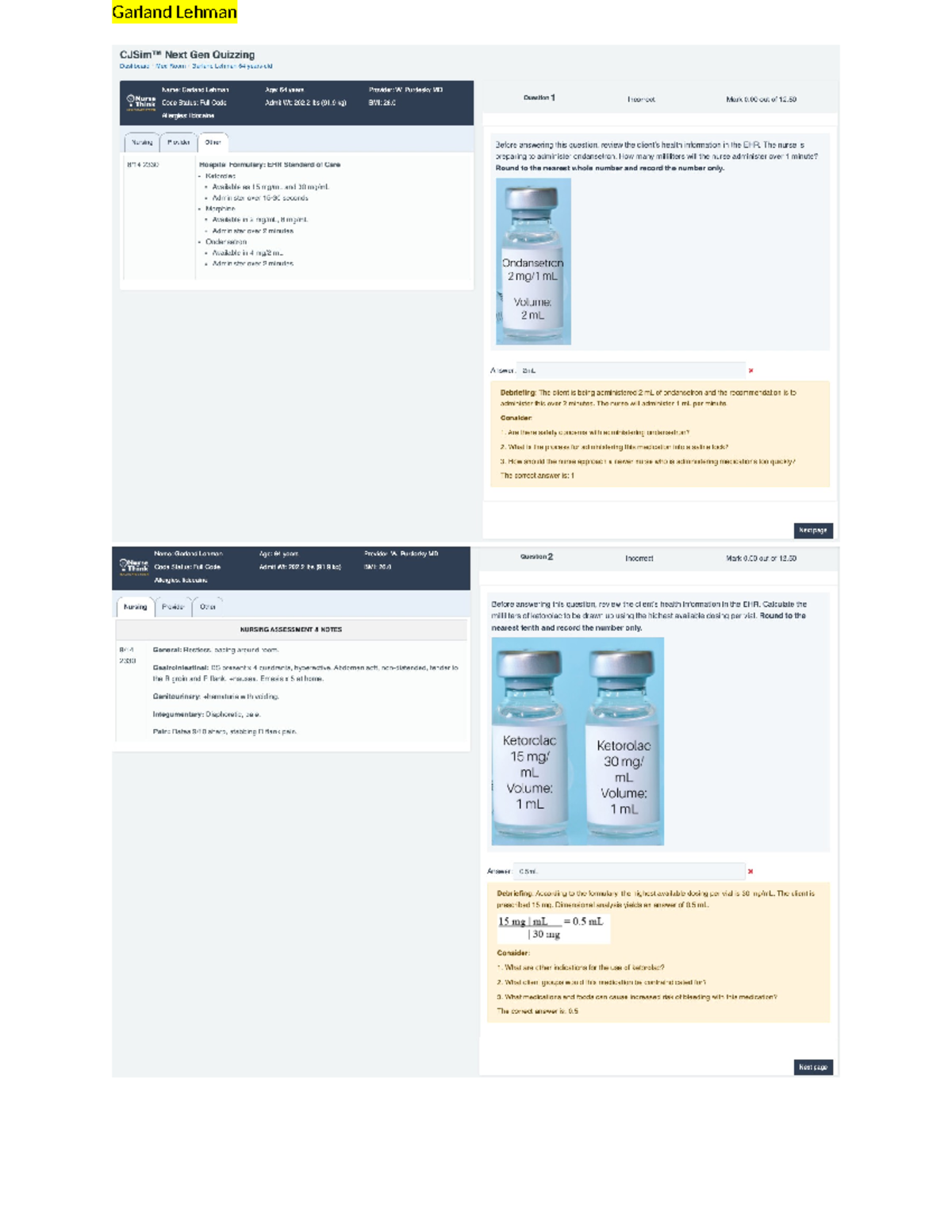 CJSIM 2330 Relearning Assignment Questions - Nursing Medication ...