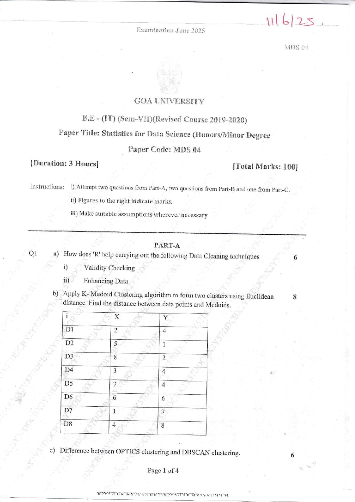Statistics for Data Science (MSS S4) - Exam Paper 2025 - Studocu