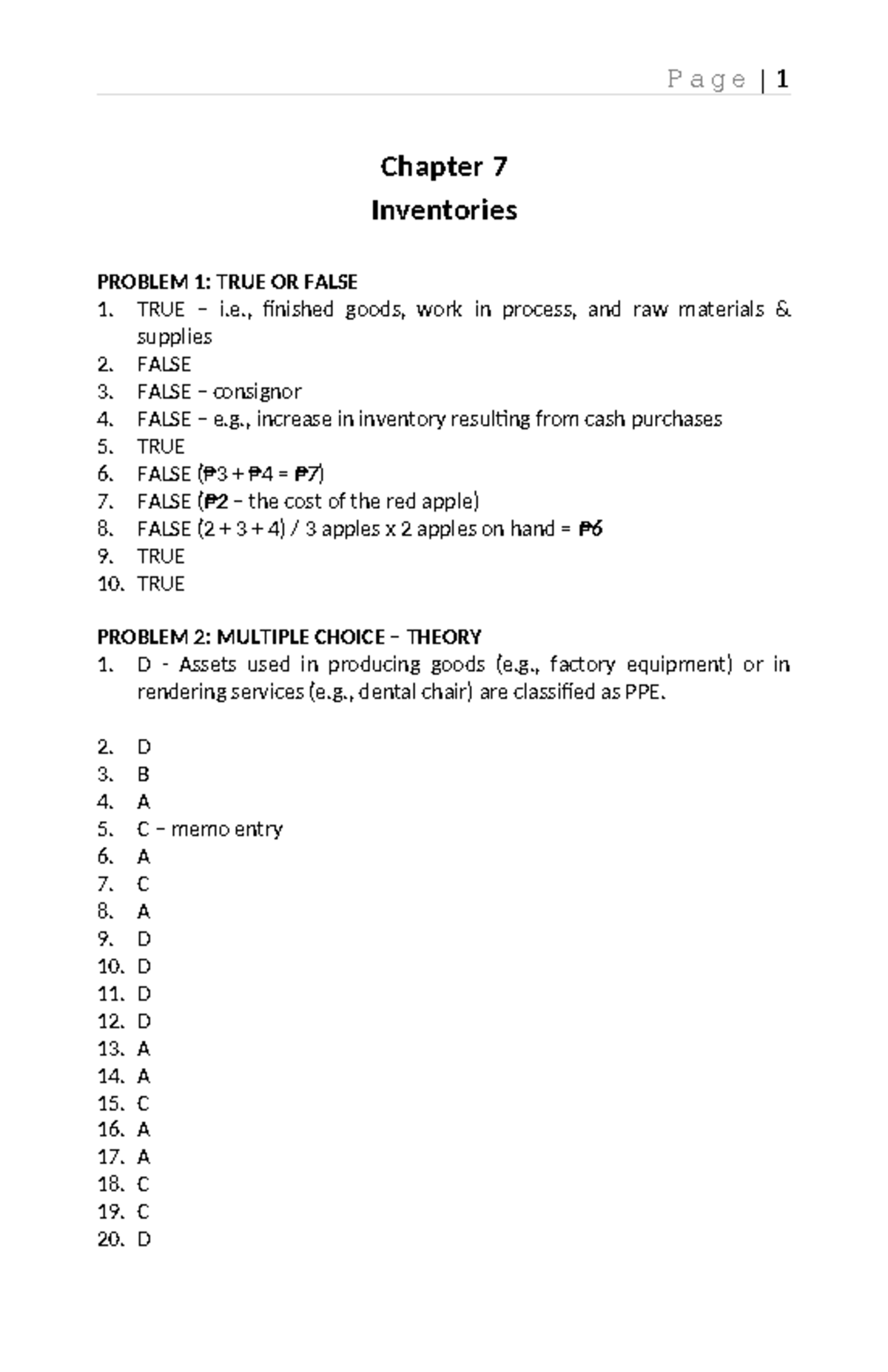 Chapter 7 - IA 1 (Millan) Inventory Problems and Solutions - Studocu