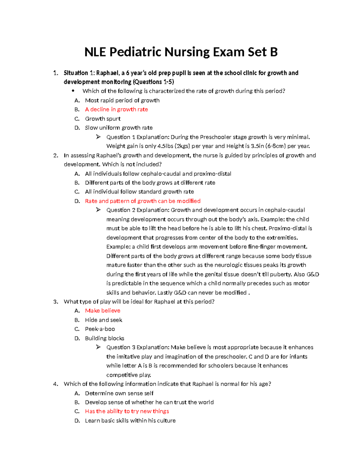 NLE SET B - Lec notes - NLE Pediatric Nursing Exam Set B Situation 1 ...