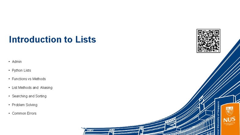 Lecture 8: Introduction to Python Lists, Functions, and Methods - Studocu