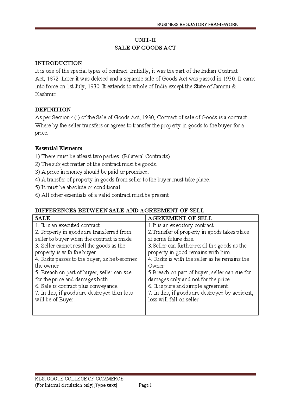 UNIT SALE ACT 1930: BUSINESS REGULATORY FRAMEWORK OVERVIEW - Studocu
