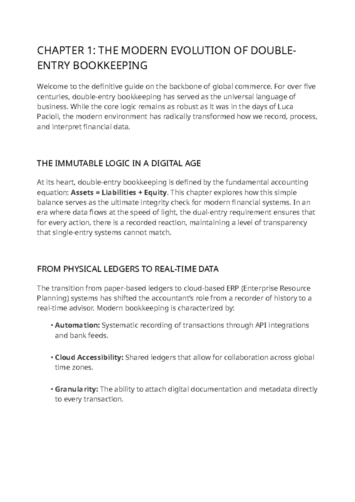 CHAPTER 1: MODERN DOUBLE-ENTRY BOOKKEEPING EVOLUTION - Studocu
