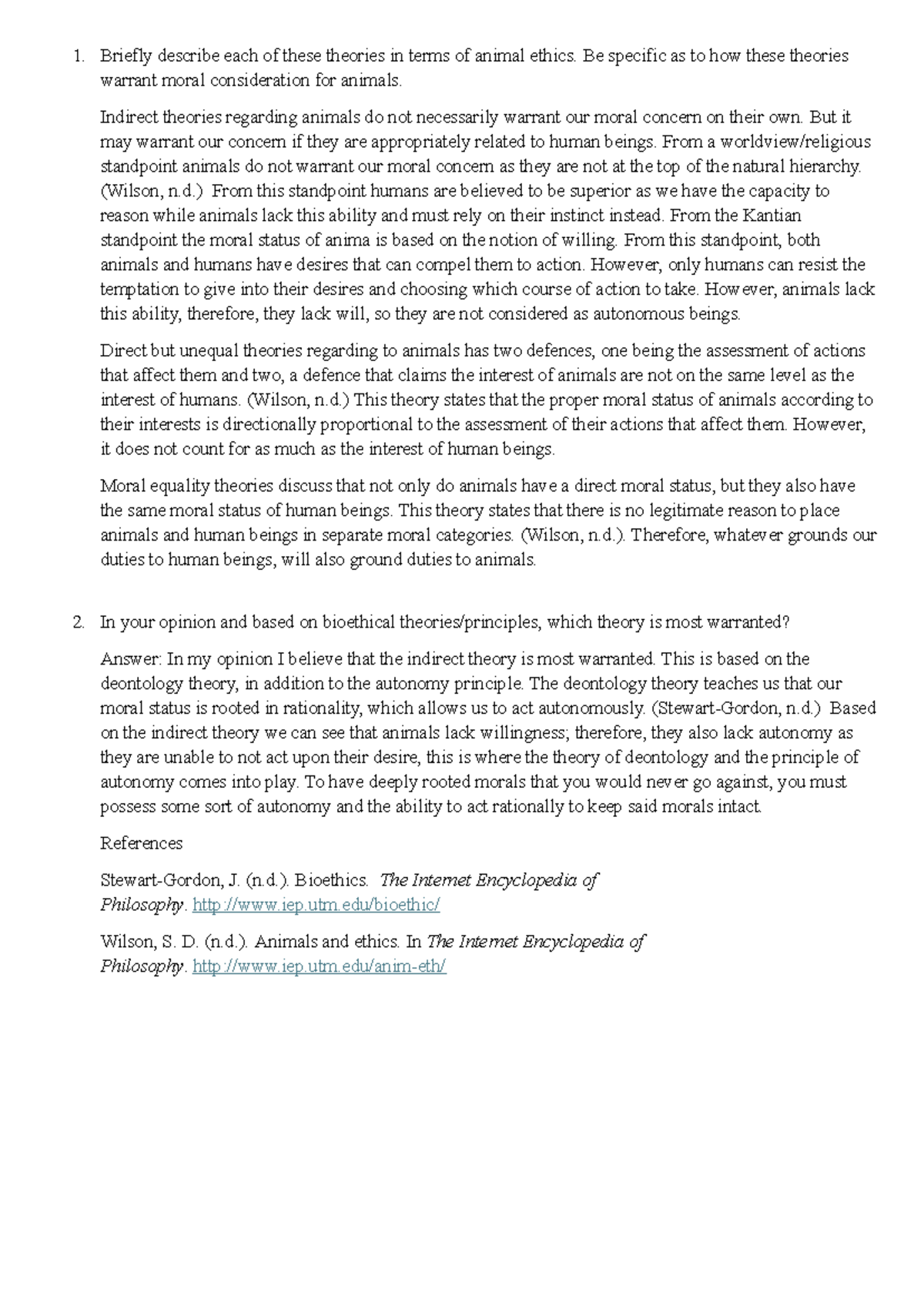 Bioethics Unit 2 Learning Journal - Briefly describe each of these ...