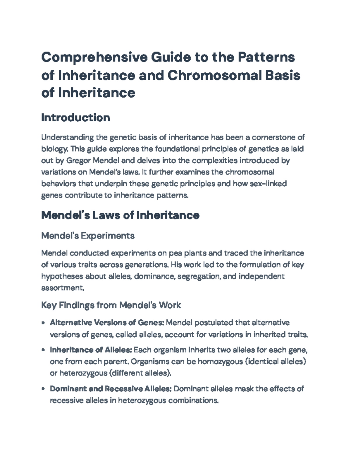 Understanding Mendelian Genetics and Chromosomal Inheritance Principles ...