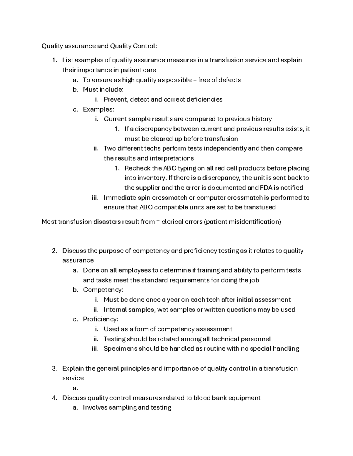 Quality Assurance and Control in Transfusion Services (BLM-103) - Studocu