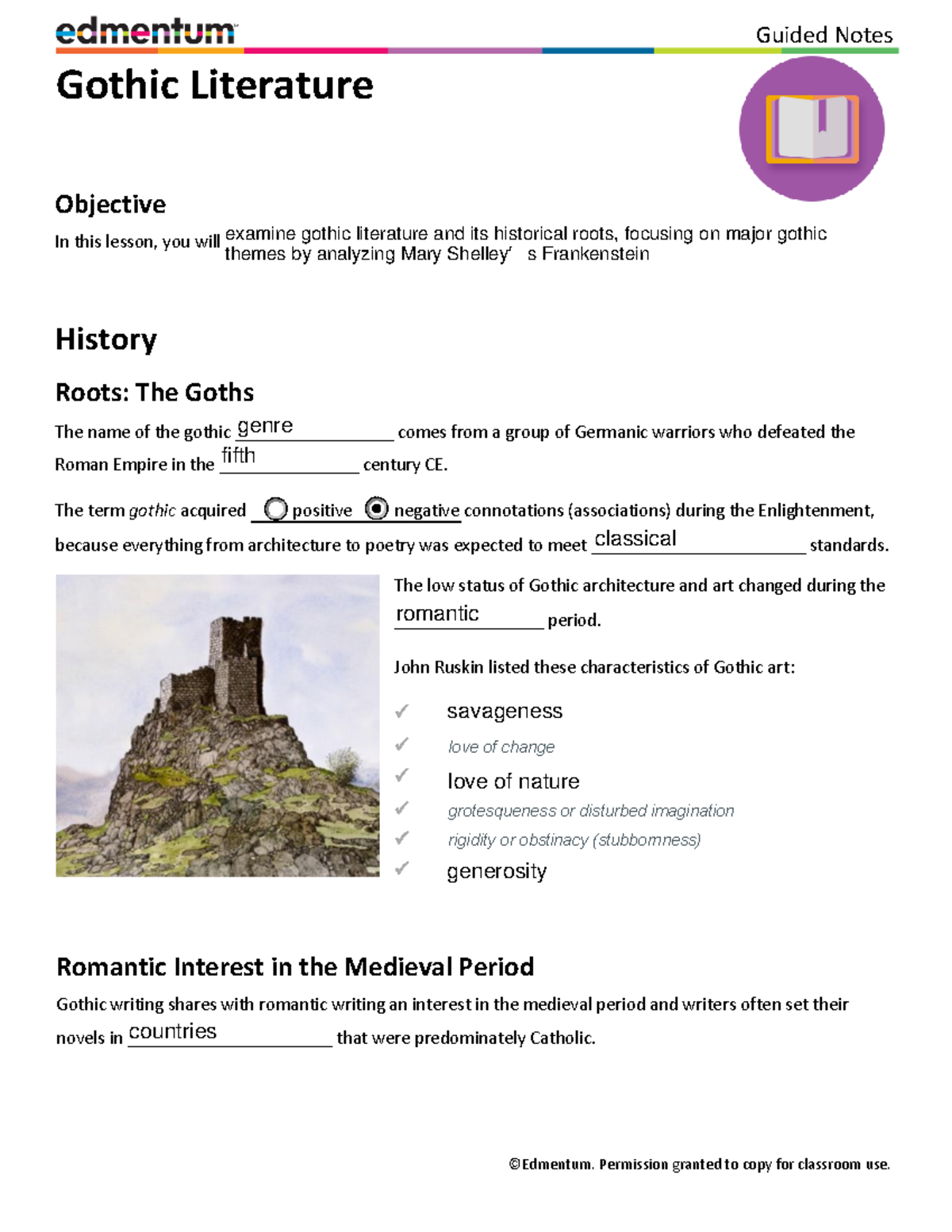 Gothic Literature - Comprehensive Guided Notes for Study - Studocu