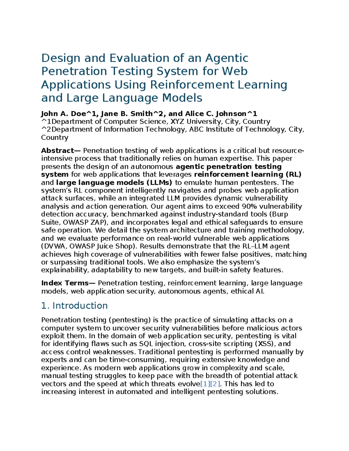 Design and Evaluation of an Agentic Pentesting System for Web Apps (CS ...