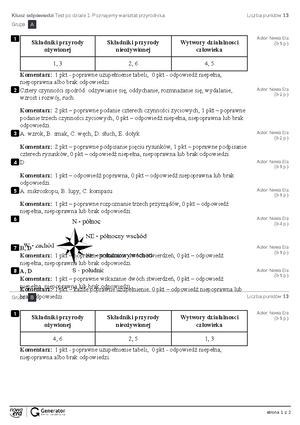 Test z Przyrody Klasa 4 - Dział 4 WSIP - Studocu