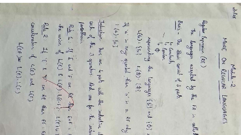 M2 - Study Notes on Regular Expressions and Finite Automata - Studocu