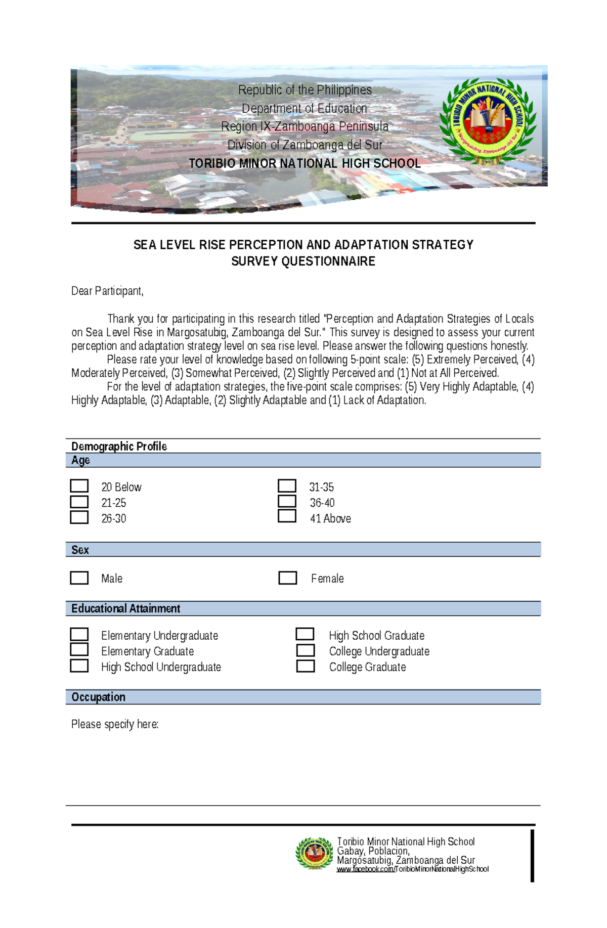 English-Questionairre - Toribio Minor National High School Gabay ...