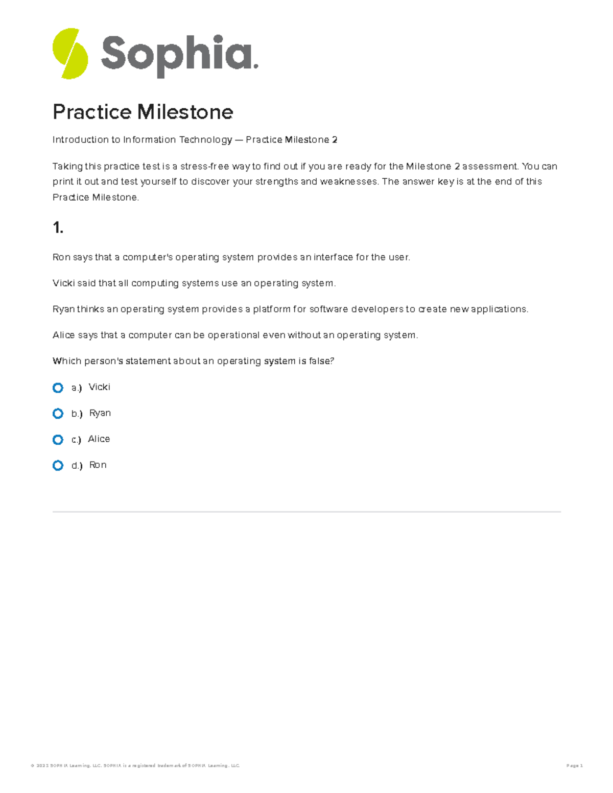 Cs1001 Unit 2 Practice Milestone Assessment Guide - Studocu