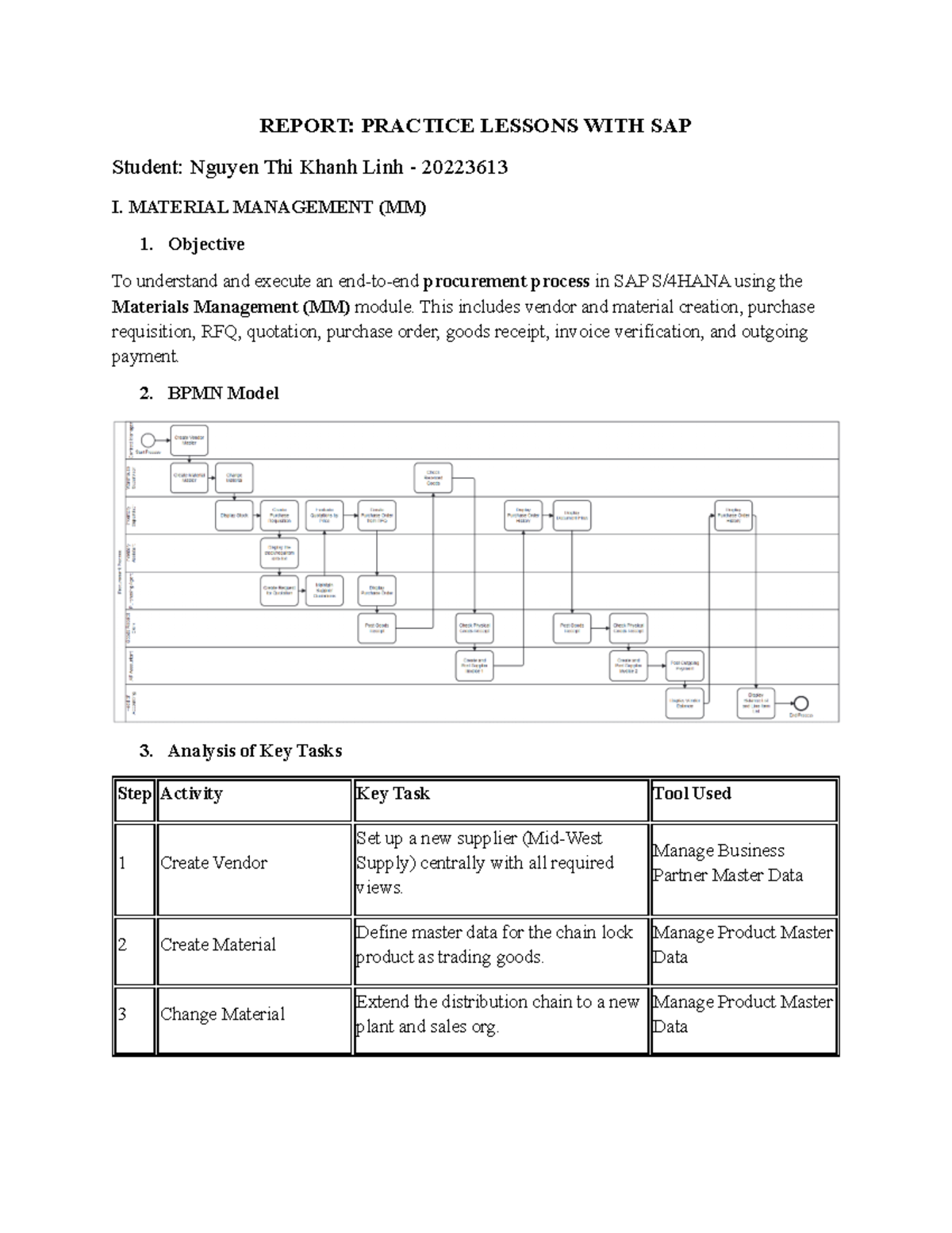 REPORT: PRACTICE LESSONS WITH SAP (20223613) - Studocu