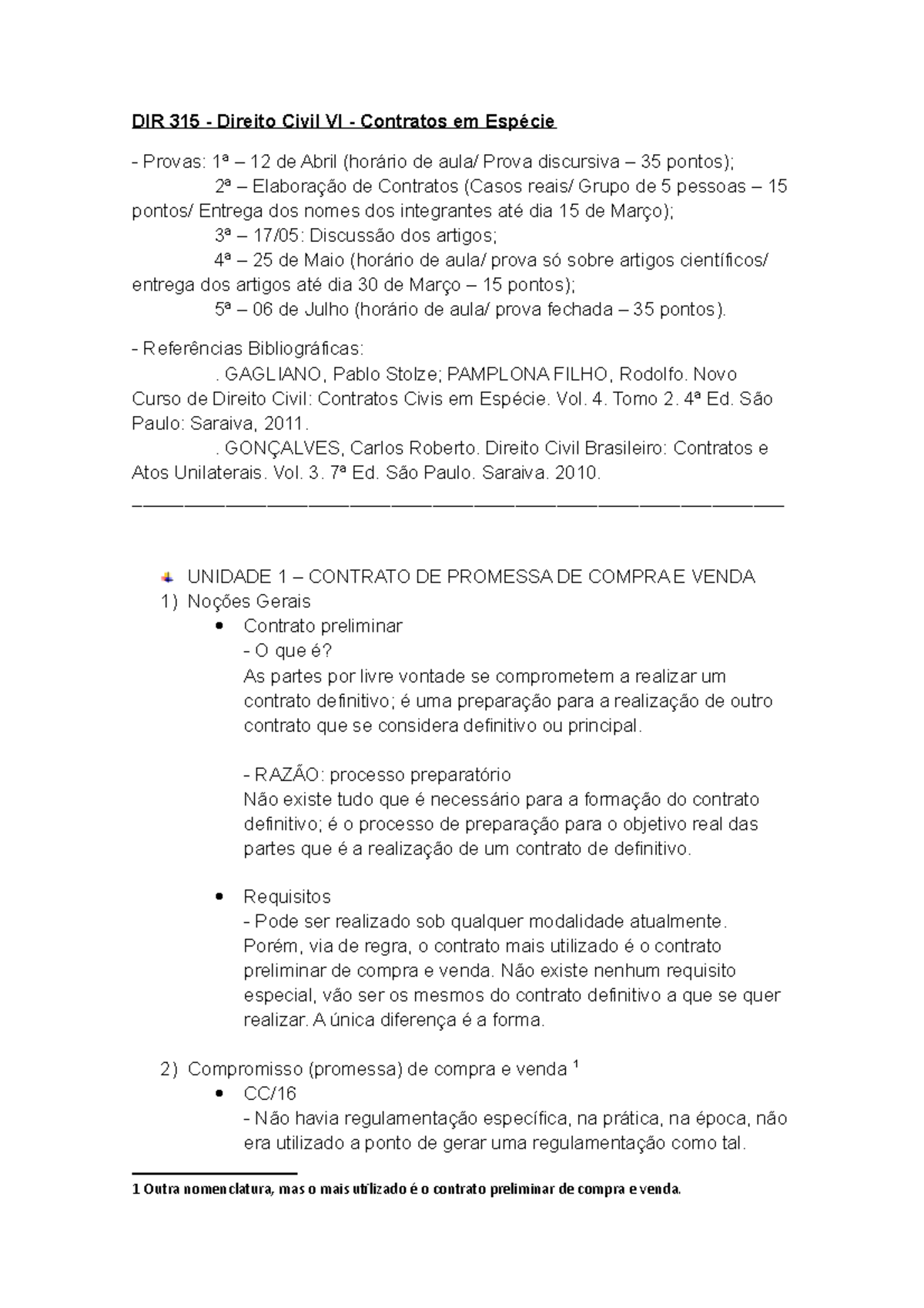 DIR 315 - Direito Civil VI - Contratos em Espécie - DIR 315 - Direito ...