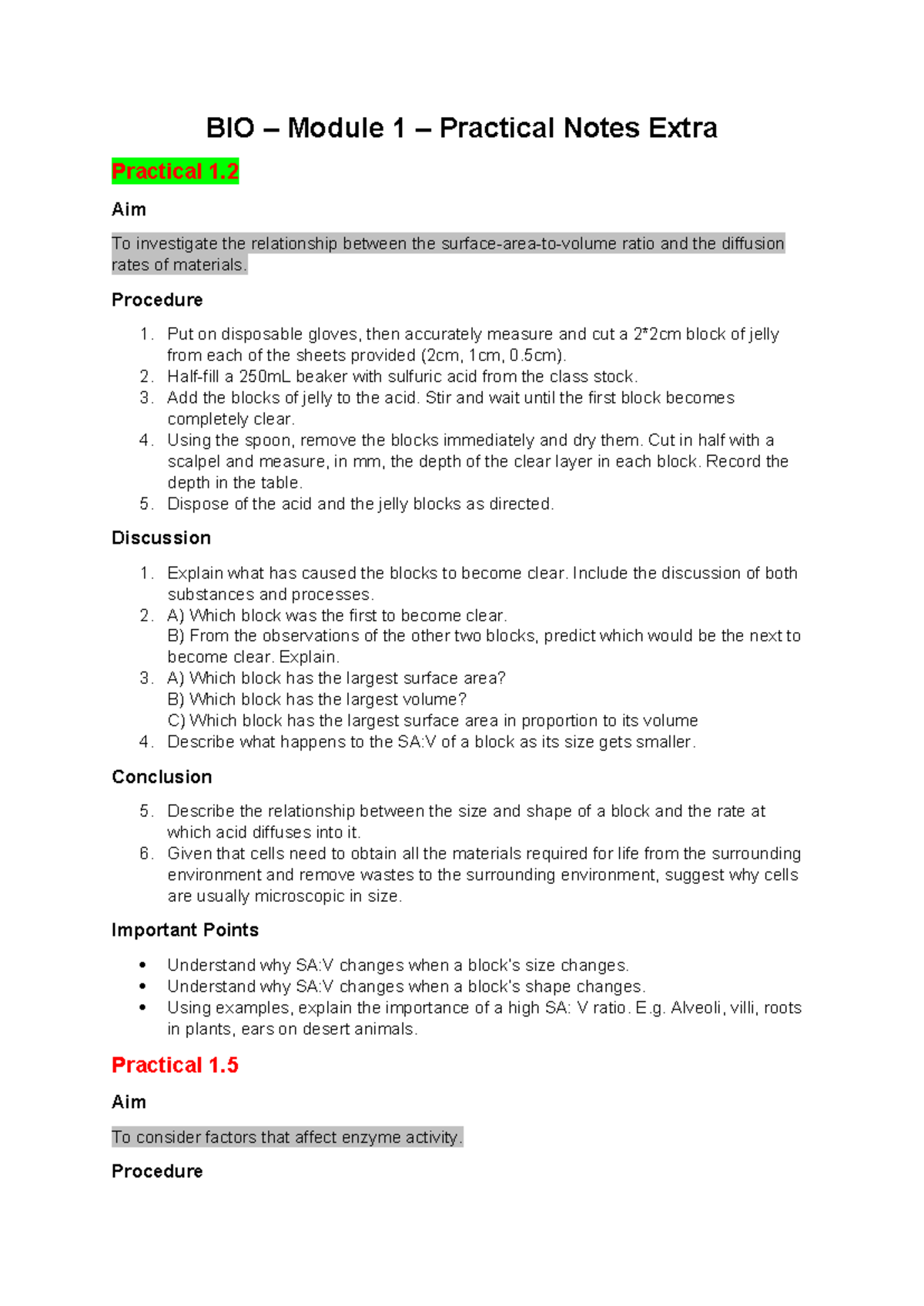 BIO-M1- Prac Notes Extra - BIO – Module 1 – Practical Notes Extra ...