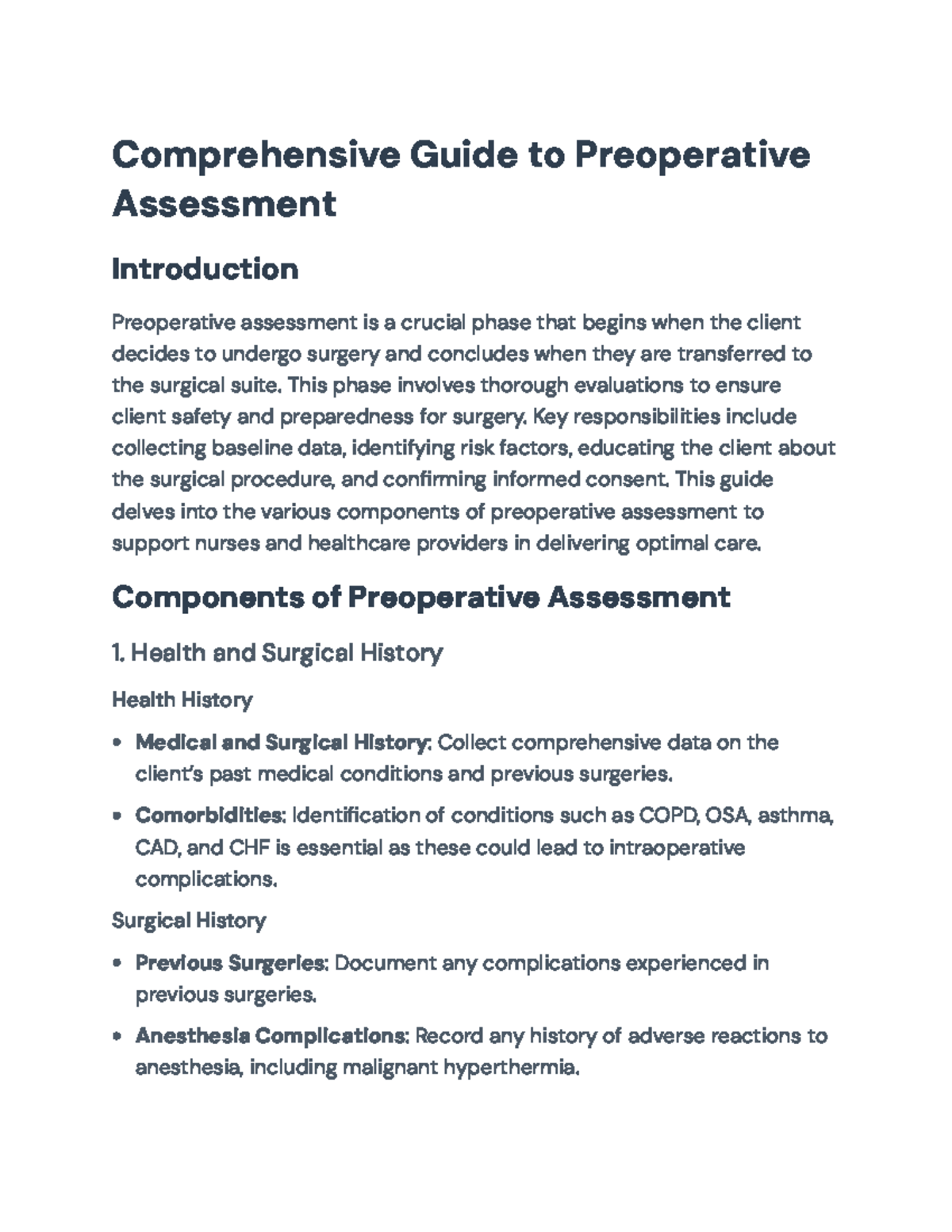 Comprehensive Guide to Preoperative Assessment and Client Care ...