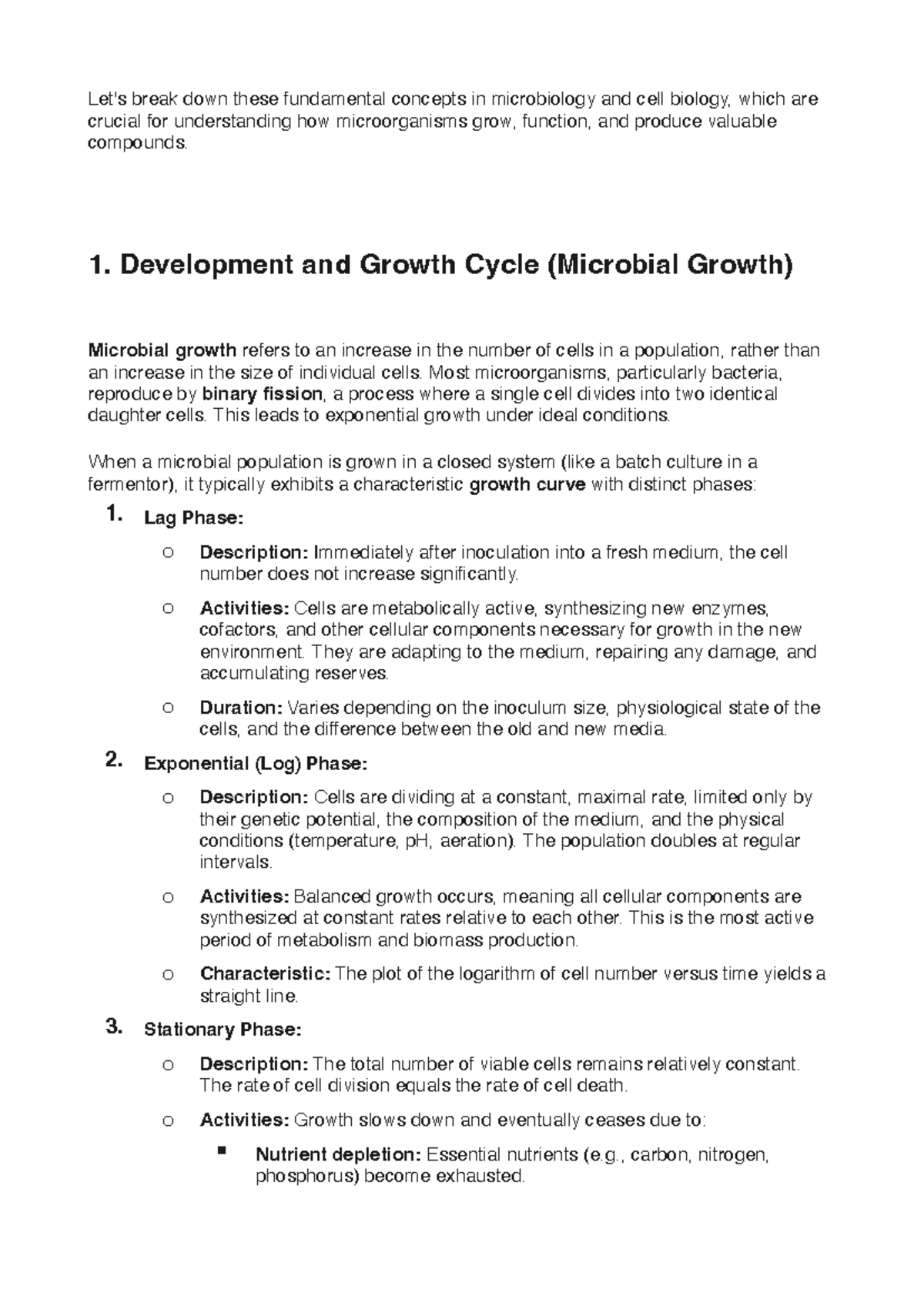 Microbial Technology Unit 1: Key Concepts in Microbiology and Cell ...