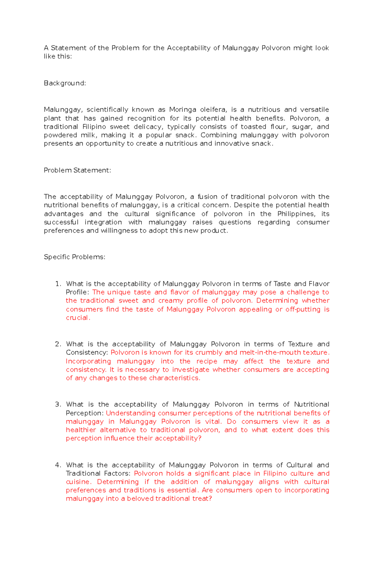 Acceptability Study of Malunggay Polvoron: Consumer Preferences ...