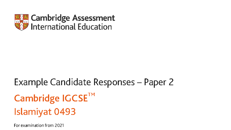 0493 Example Candidate Responses Paper 2: Insights for 2021 Exam - Studocu