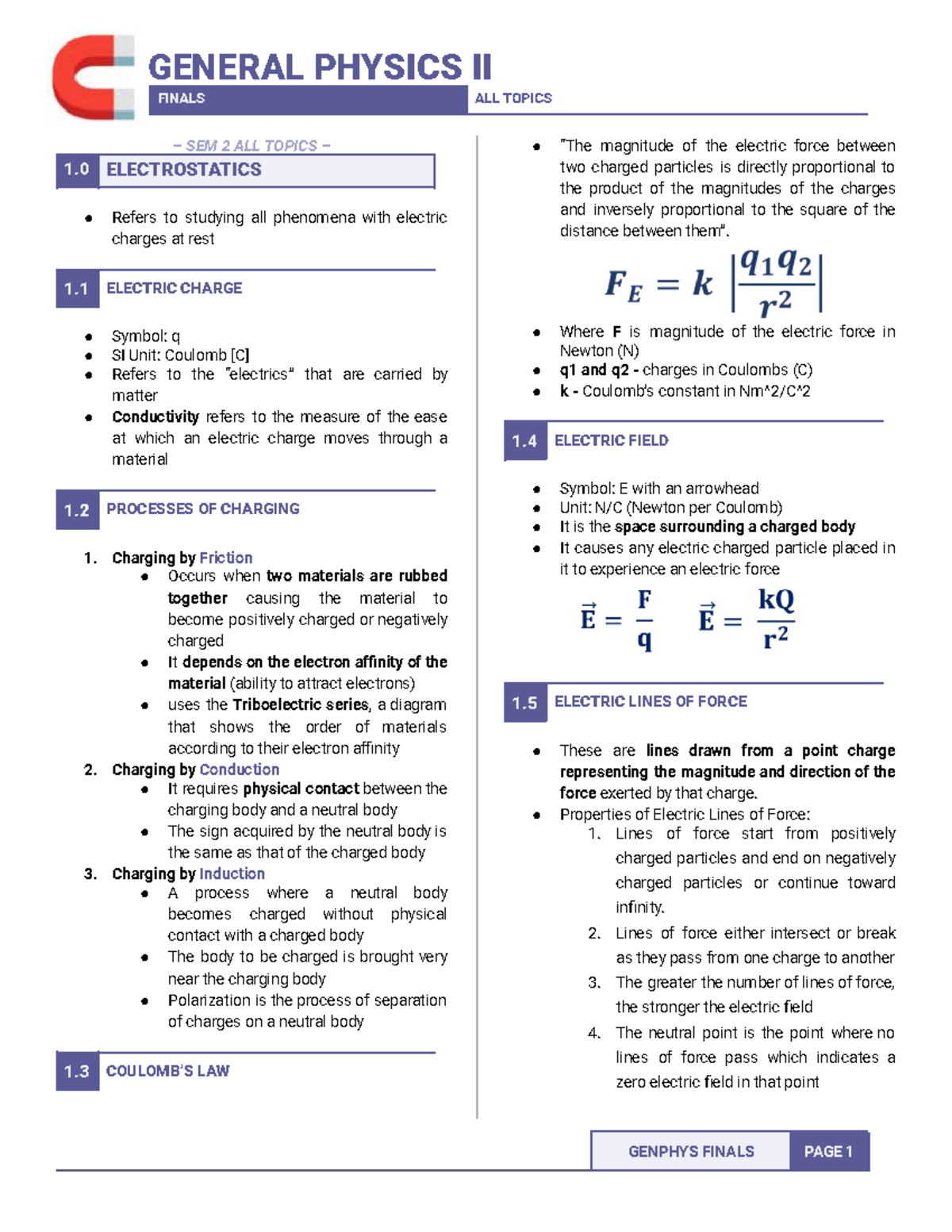 General physics II finals sem 2 comprehensive review notes - Studocu