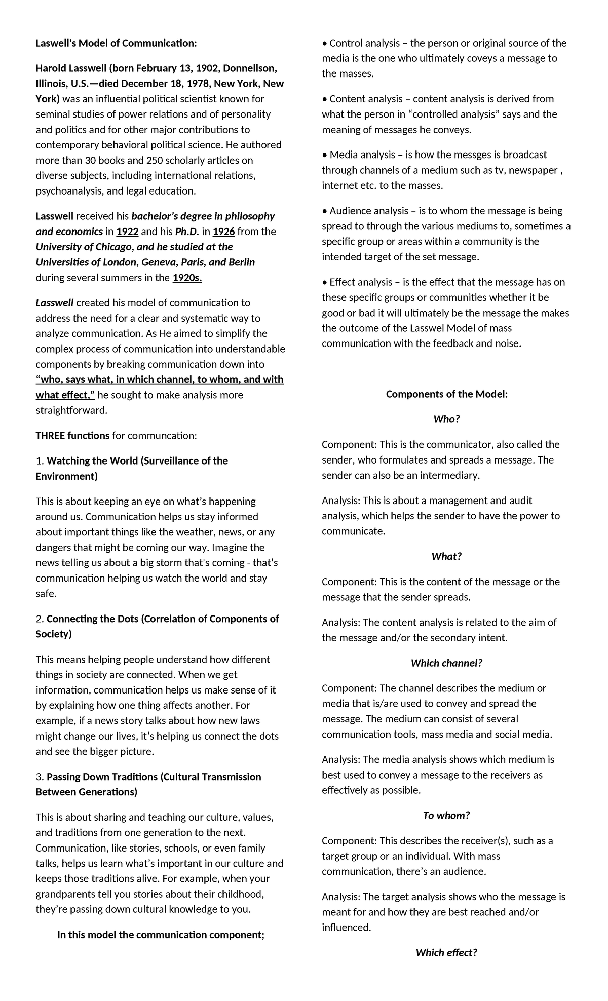 Harold Lasswell's Model of Communication: Key Components Explained ...
