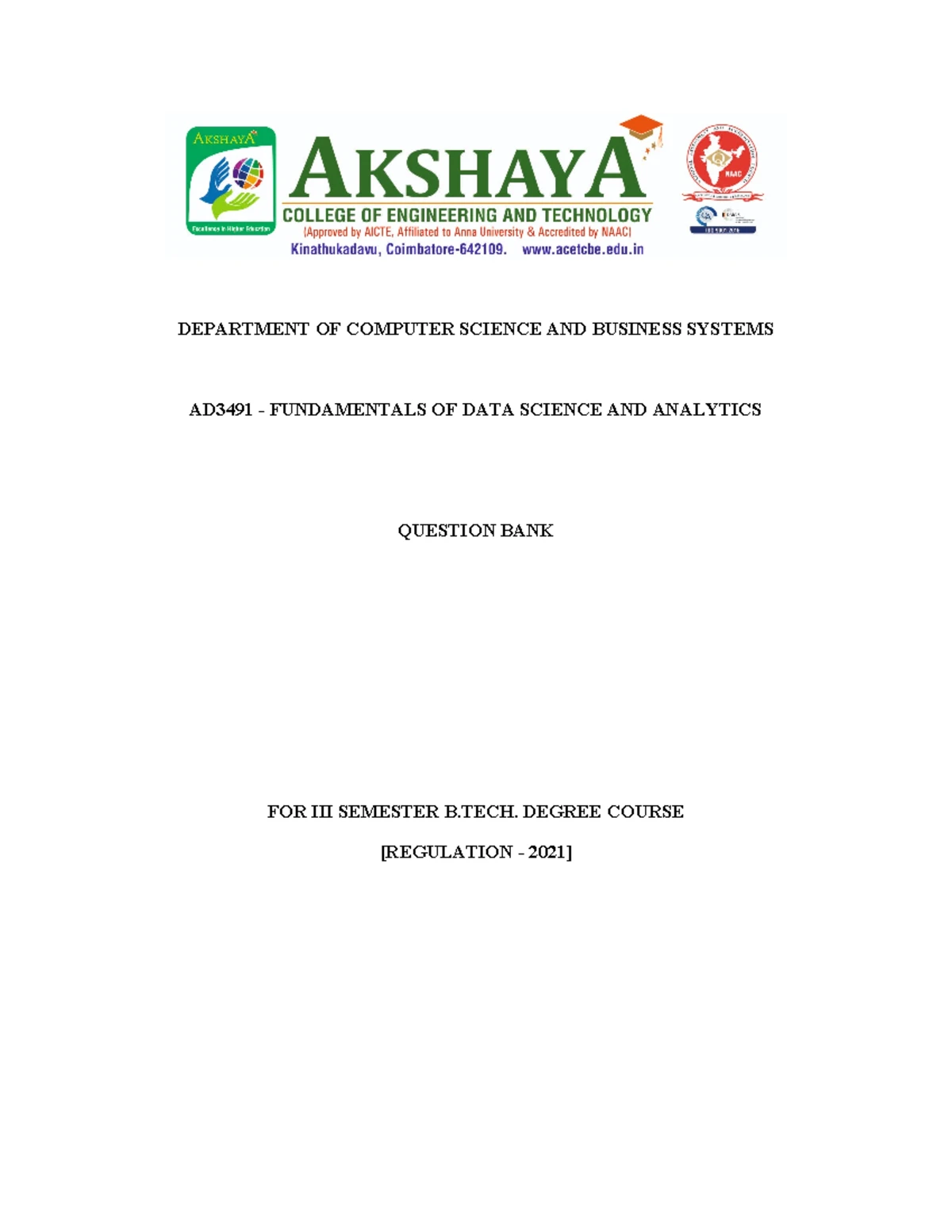 AD3411_FDSA Lab Manual: Data Science & AI Experiments at Grace College ...