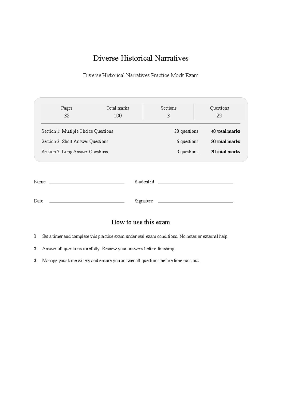 Diverse Historical Narratives mock exam - most used 2026 feb - Diverse ...