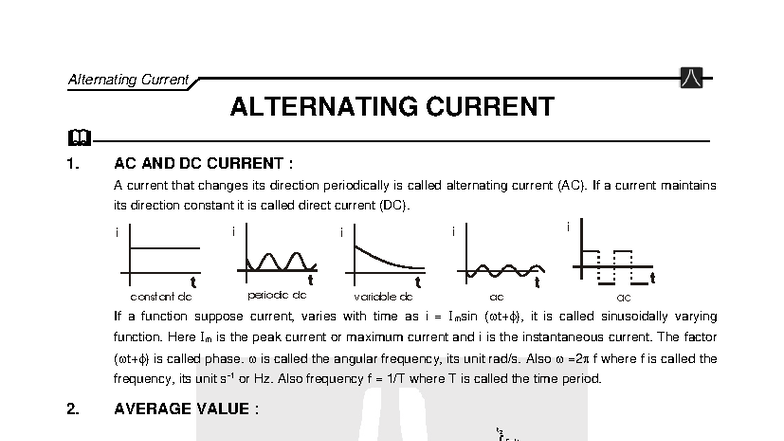 Alternating Current Concepts and Examples - Final Exam ADVAC 568j3MC - Studocu