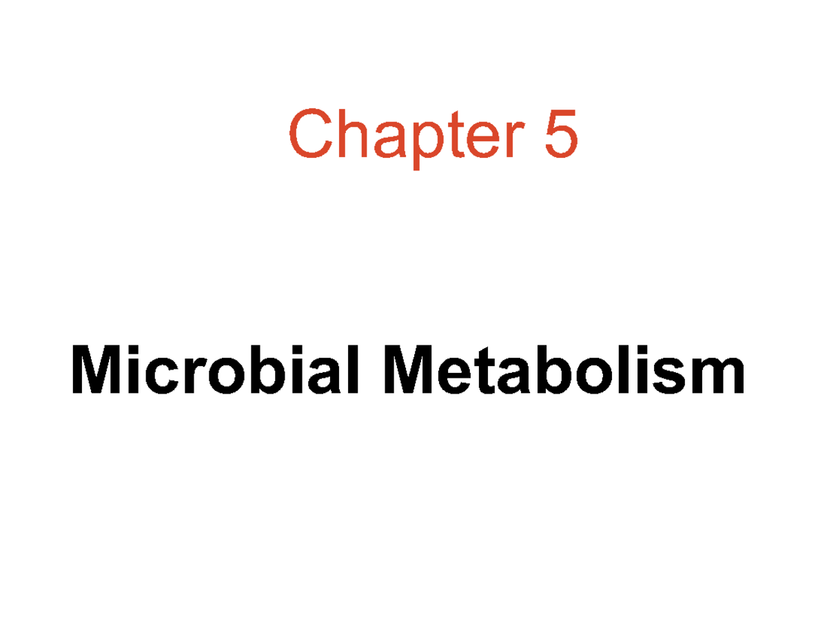 2025 Microbiology Chapter 5: Microbial Metabolism Overview - Studocu