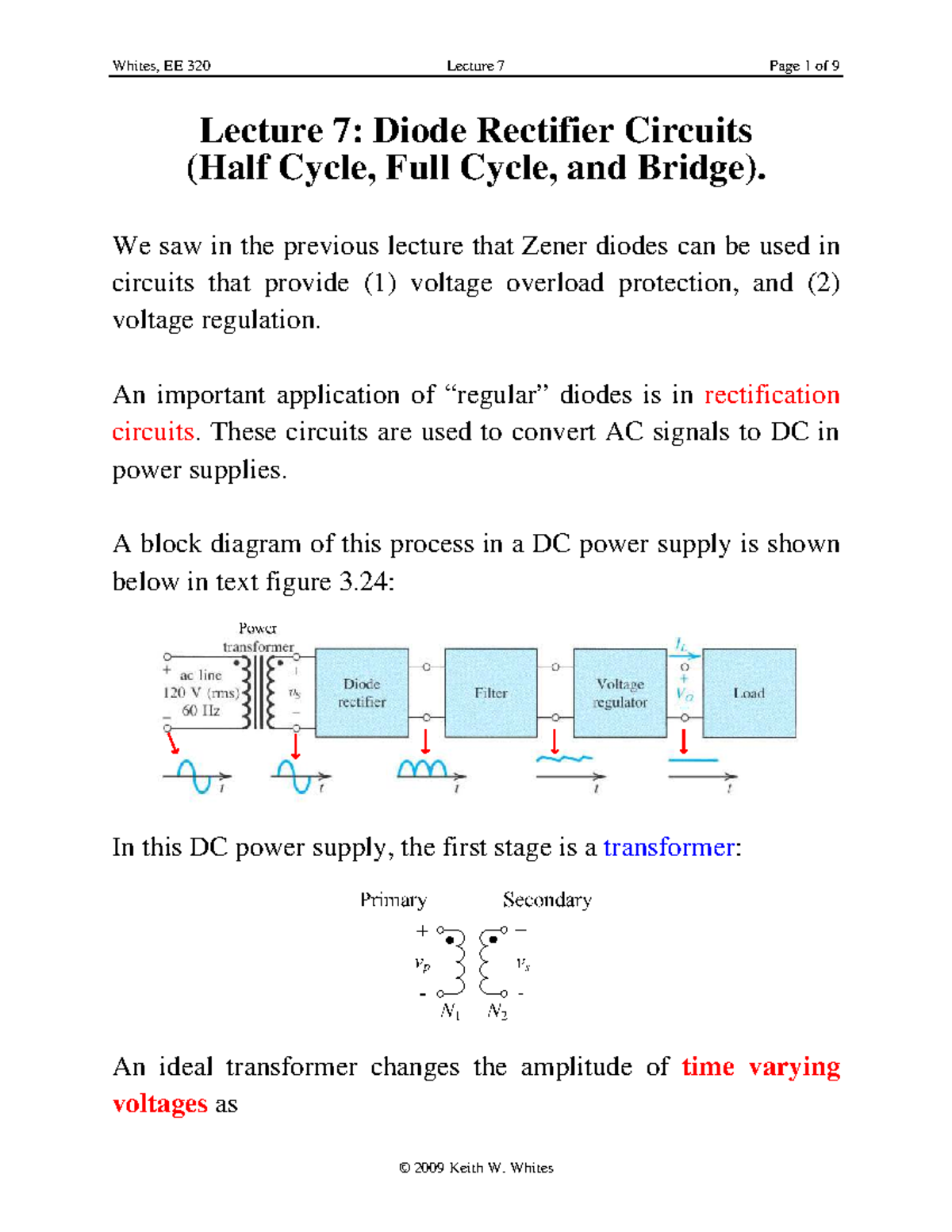 EE 320 Lecture 7: Diode Rectifier Circuits Explained - Studocu