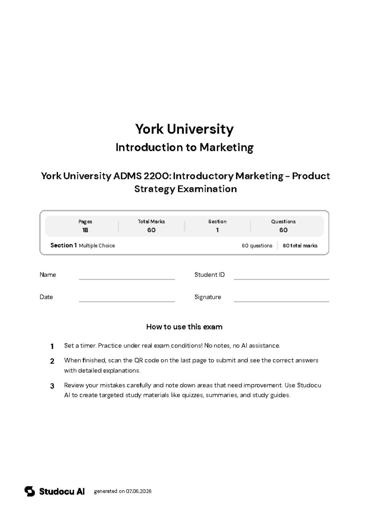 ADMS 2200: Product Strategy Final Exam - Studocu
