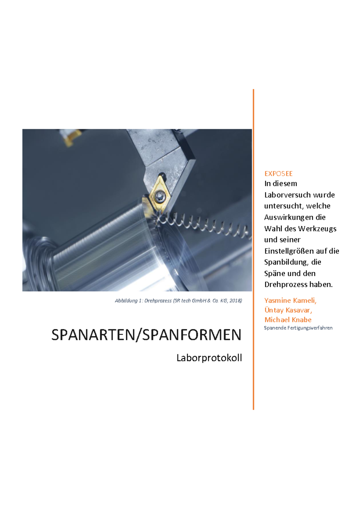 Spanarten und Spanformen Laborprotokoll - EXPOSEE In diesem ...