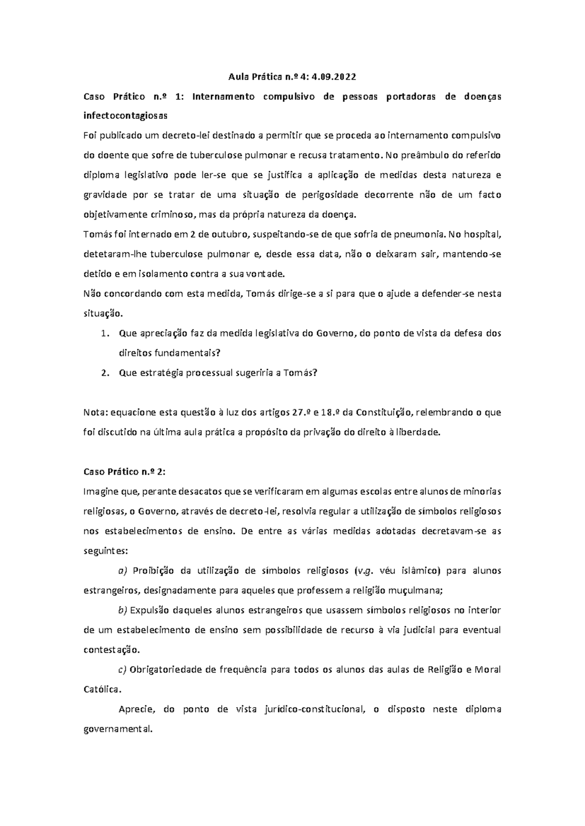 Aula Prática 4 Casos Práticos - Aula Prática n.º 4: 4. Caso Prático n.º ...