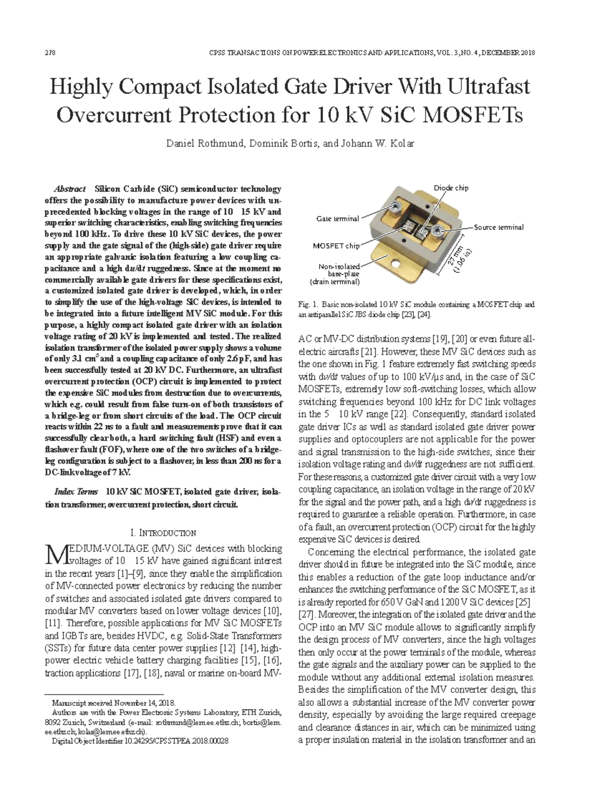 Highly Compact Isolated Gate Driver with OCP for 10 kV SiC MOSFETs ...