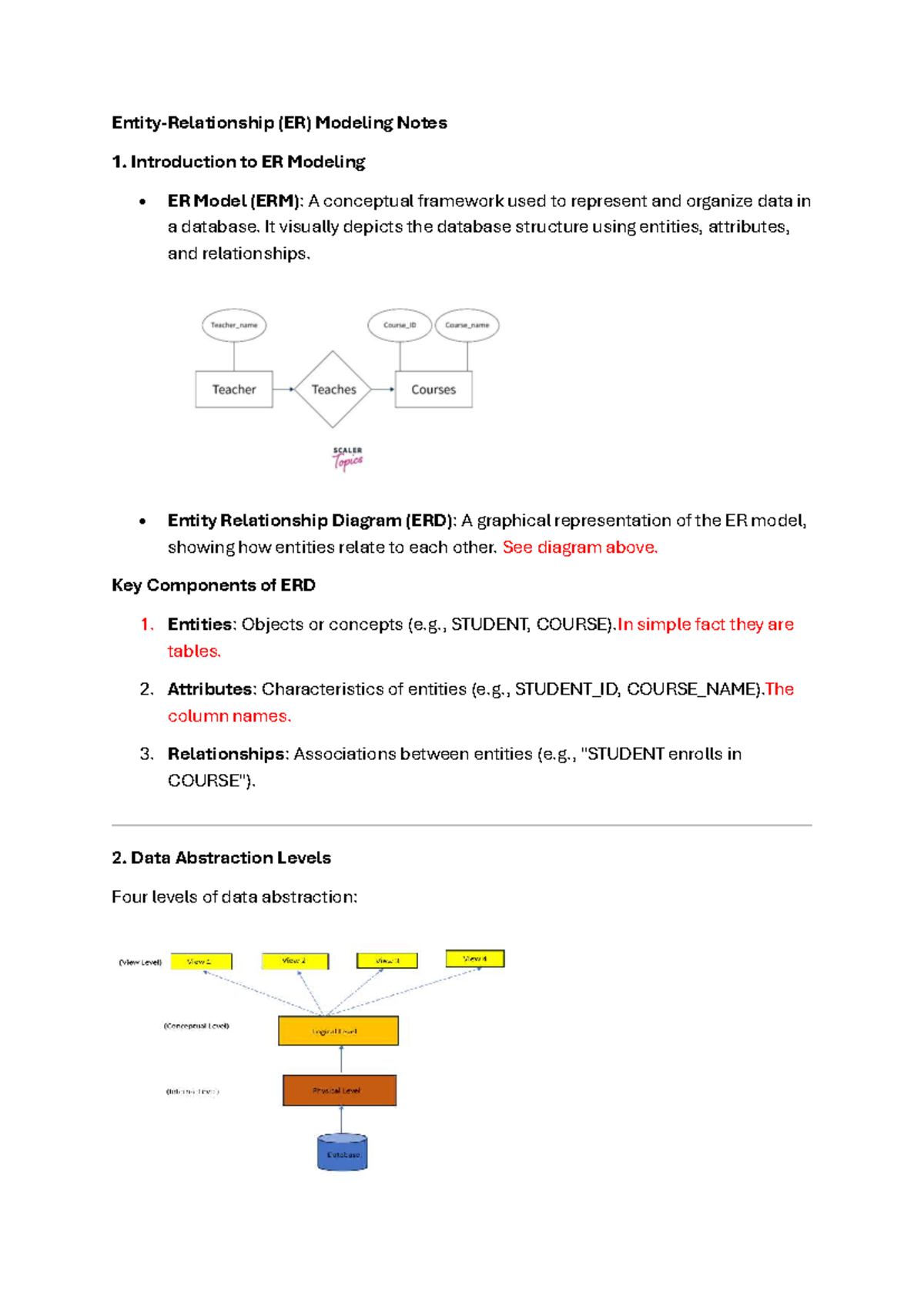 ER Modeling Notes: Key Concepts and Diagrams (ER) - Studocu