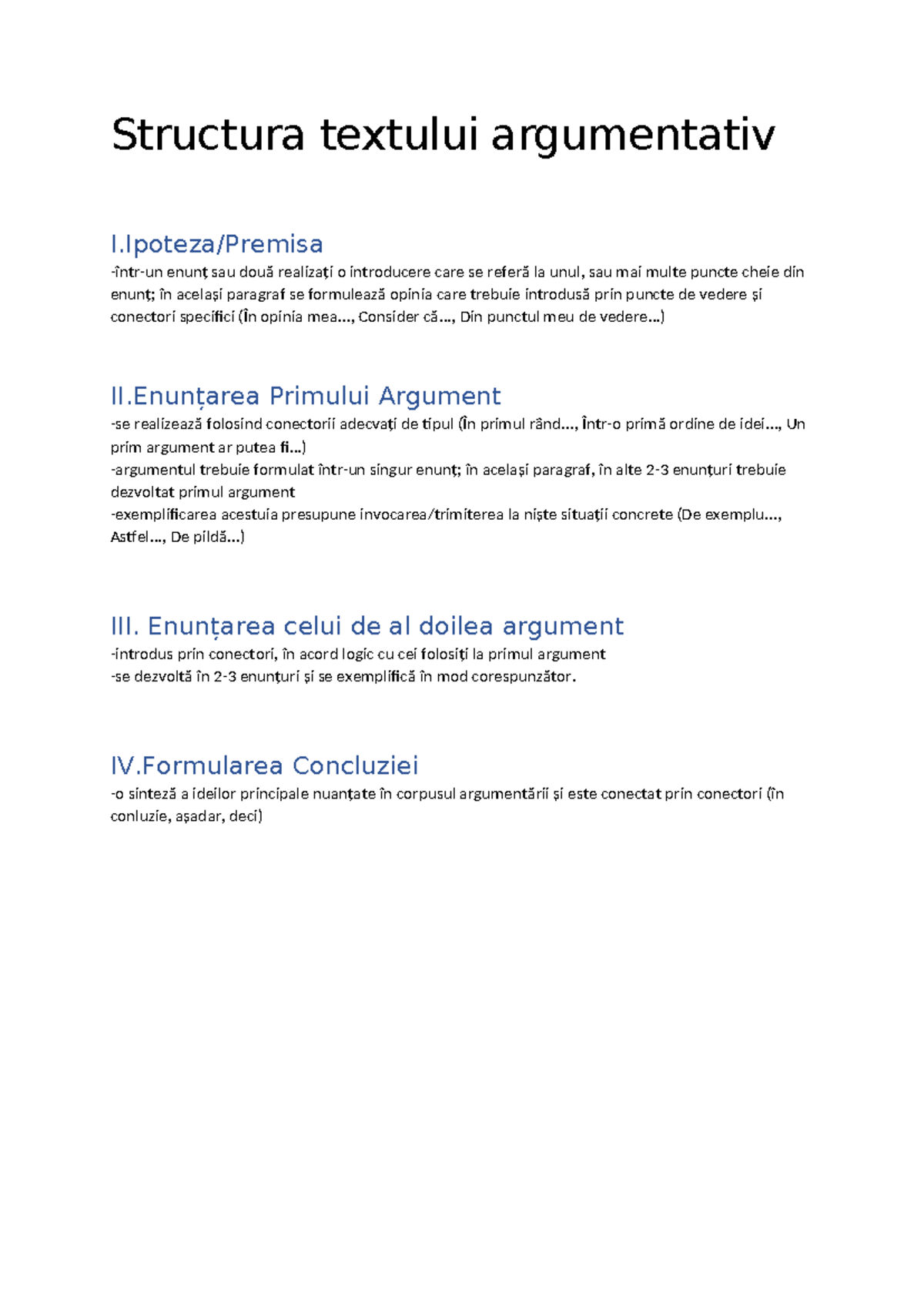Structura textului argumentativ: Ghid pentru redactare eficientă - Studocu