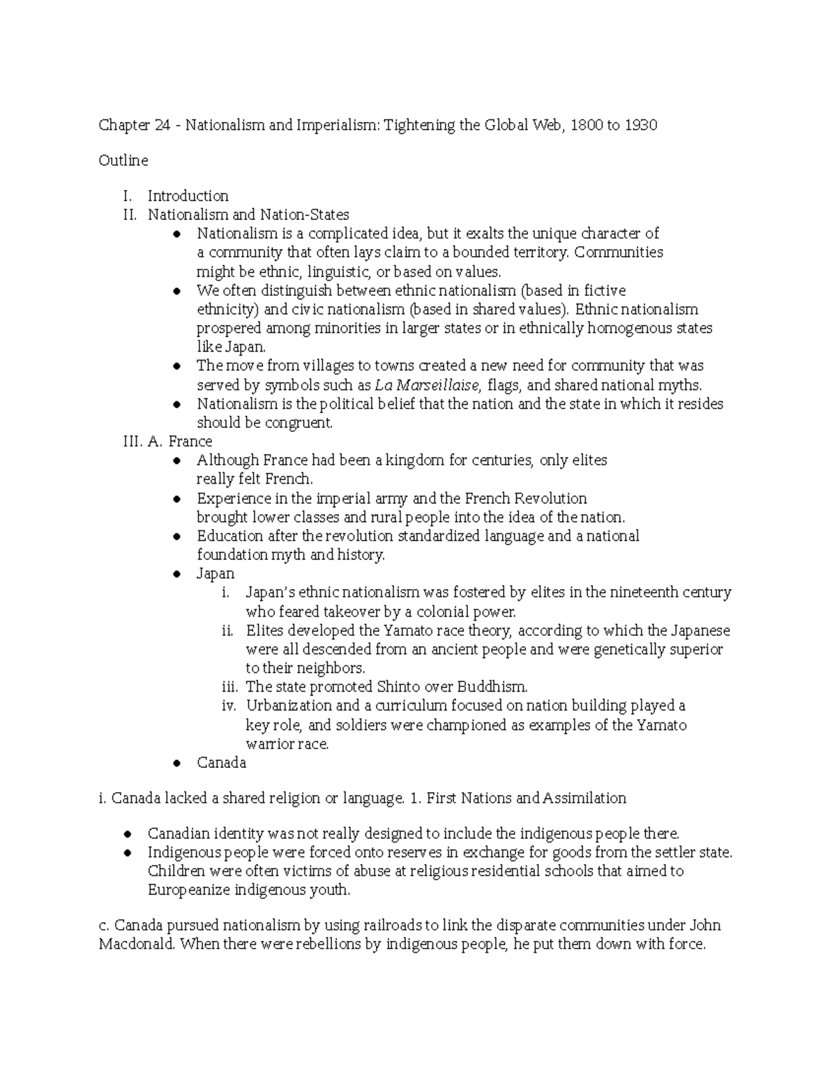 Chapter 24 Outline World History - Chapter 24 - Nationalism and ...
