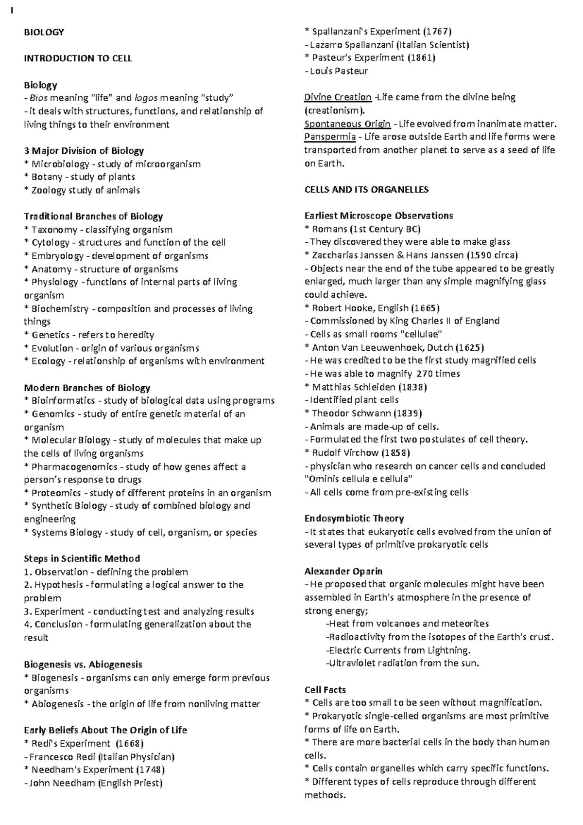 Reviewer- Grade-12 STEM - BIOLOGY INTRODUCTION TO CELL Biology Bios ...