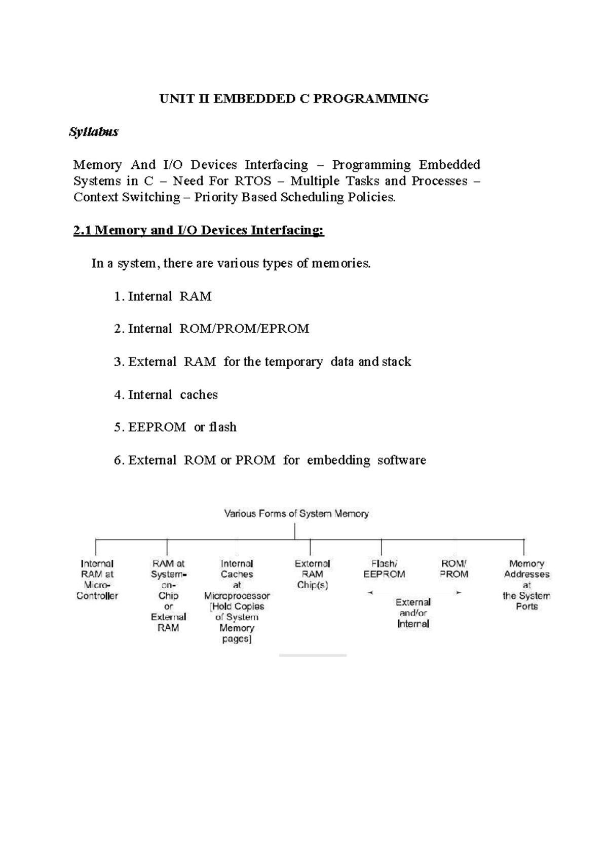 CS3691 - Unit 2 Embedded C Programming Notes and Concepts - Studocu