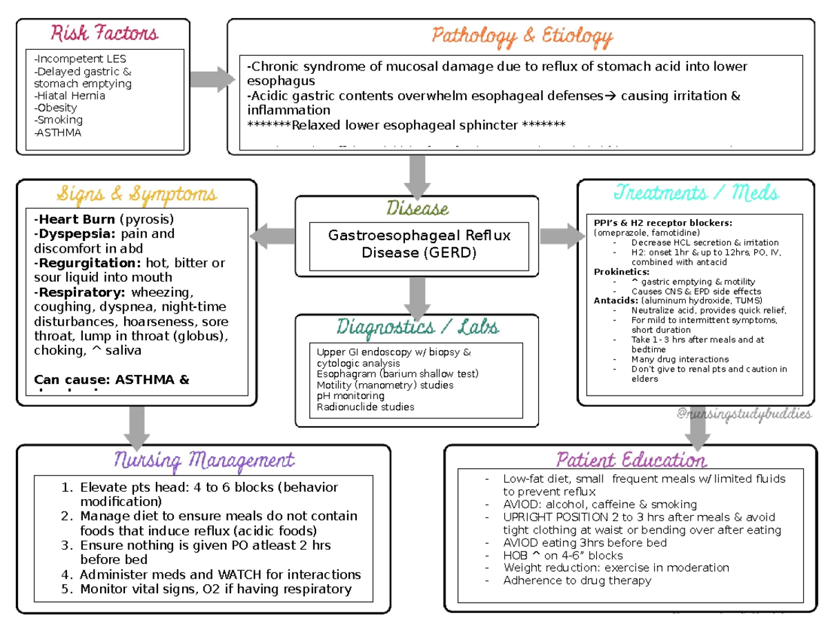 GERD Management Concept Map with Dietary Guidelines and Treatments ...