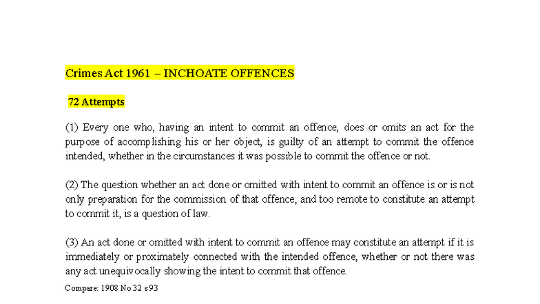 Inchoate Offences in the Crimes Act 1961: Key Provisions and ...