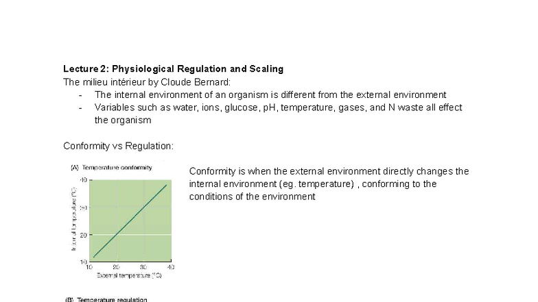 Lecture 2: Physiological Regulation and Scaling - Key Concepts and ...