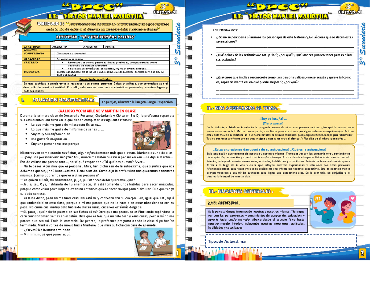 Ficha 3 - 3ERO - Resumen Ciencias sociales - | 3° Secundaria | AREA: DPCC GRADO: 3° CICLO: VI ...