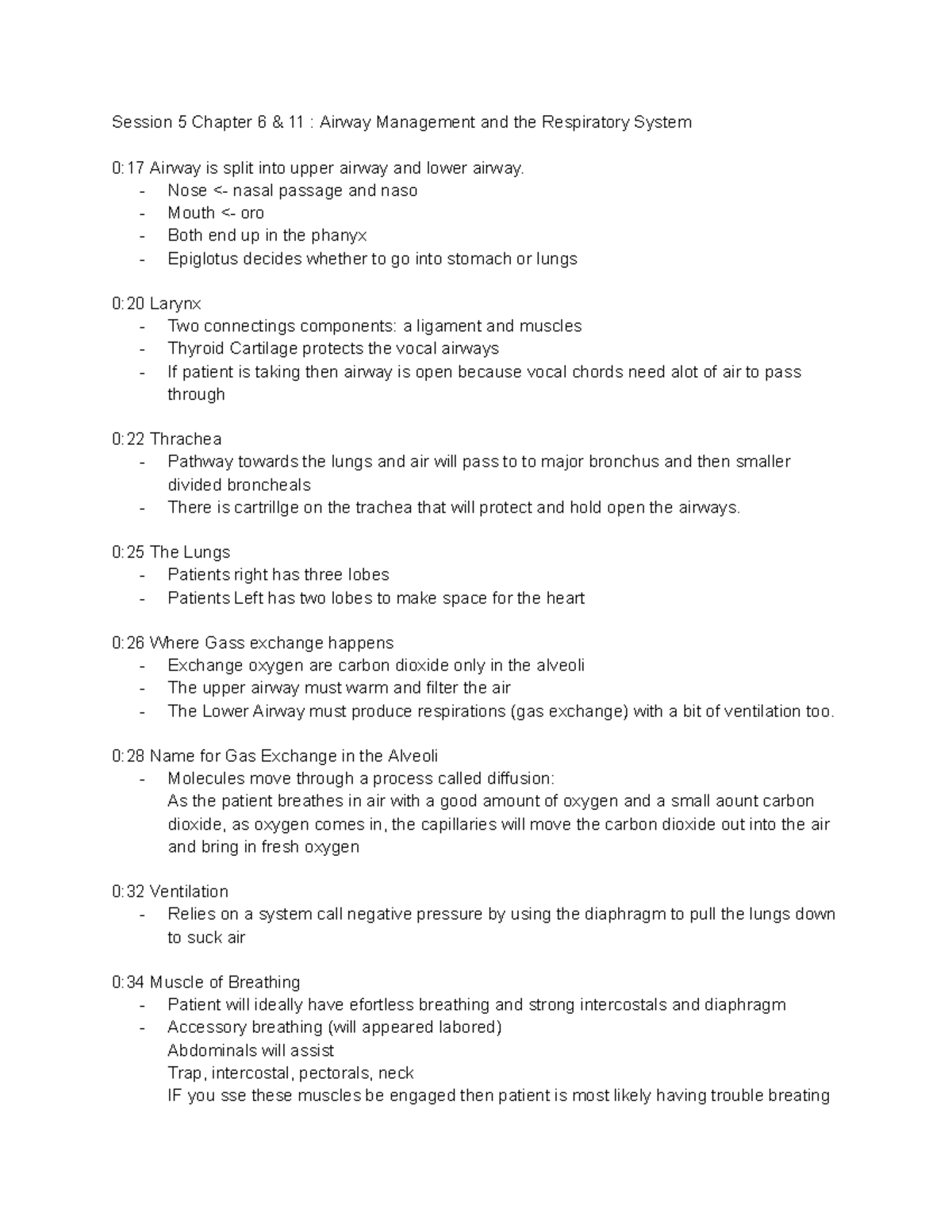 Airway Management & Respiratory System Overview: EMT Session 5 - Studocu