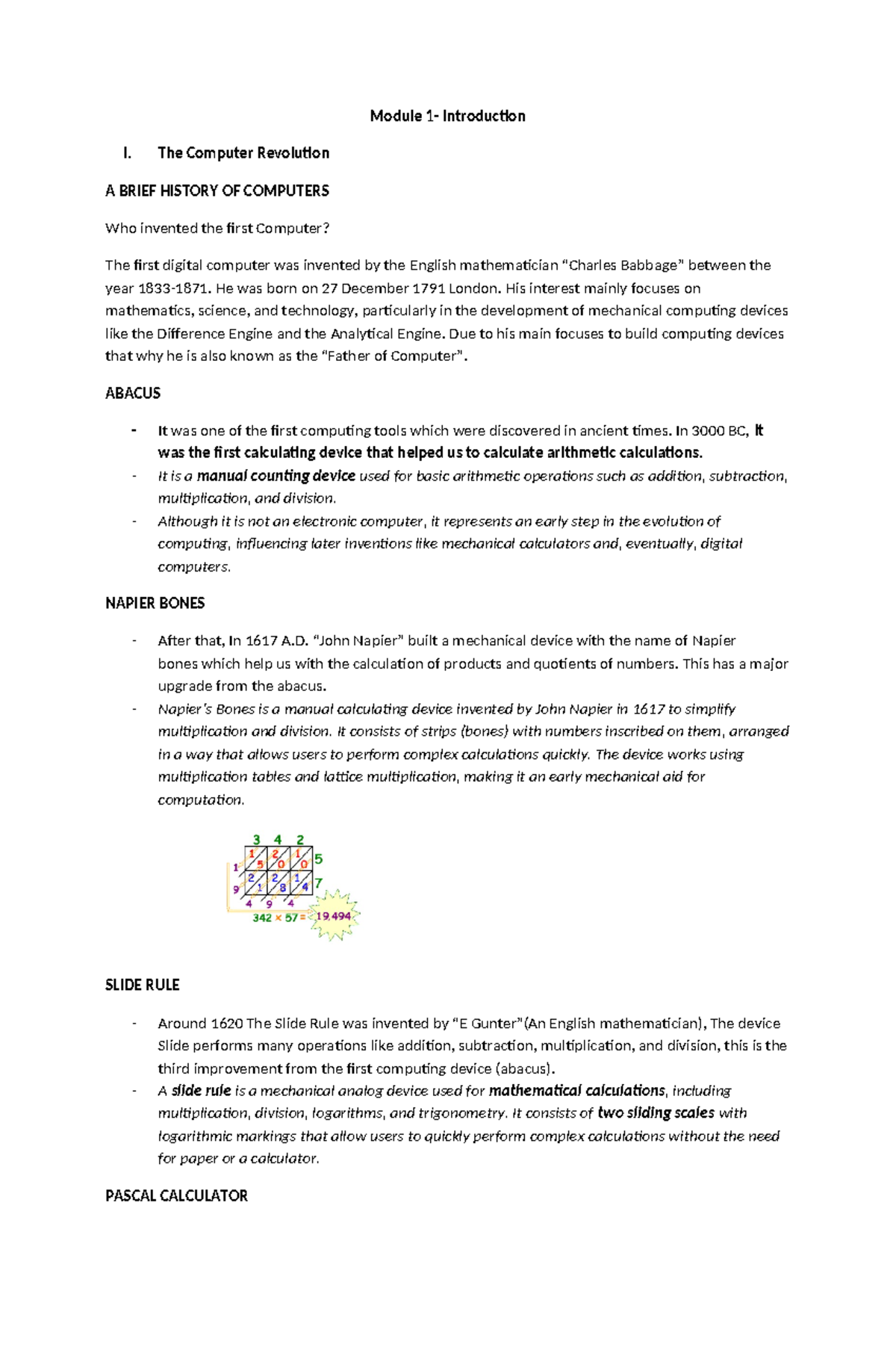 Lesson 1 - The Evolution of Computers: A Historical Overview - Studocu